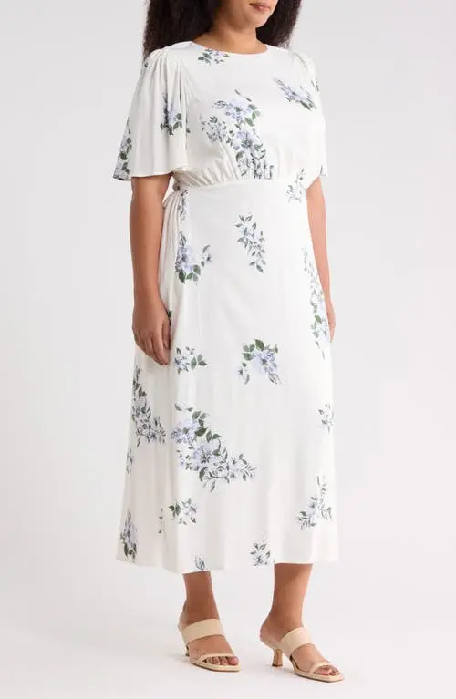 SUGARLIPS Floral Smocked Midi Dress