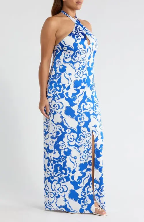 SUGARLIPS Helsinki Floral Tilda Satin Halter Maxi Dress