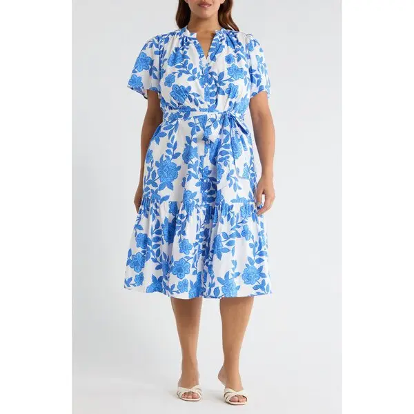 SUGARLIPS Floral Cora Button Midi Dress
