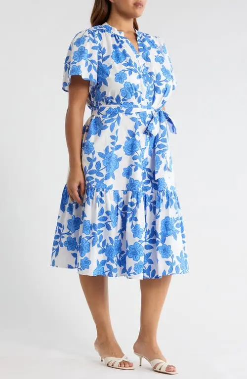 SUGARLIPS Floral Cora Button Midi Dress