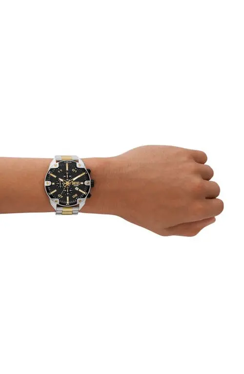 DIESEL® Spiked Two-tone Bracelet Chronograph Watch