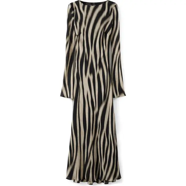Mango Abstract Zebra Print Long Sleeve Dress