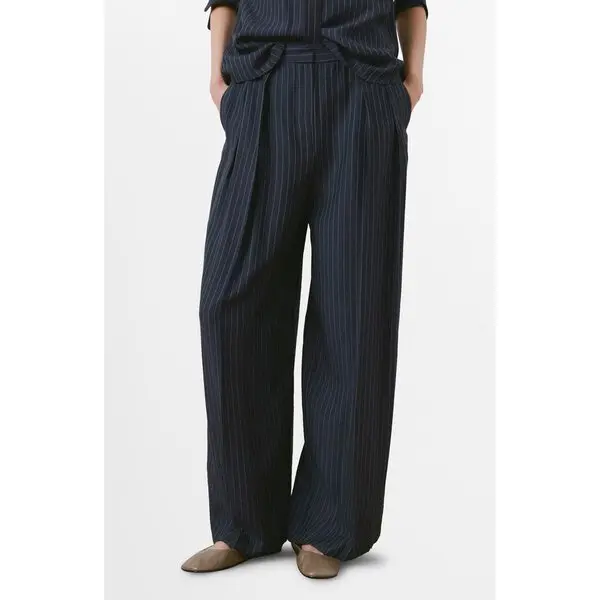 Mango Pinstripe Wide Leg Pants