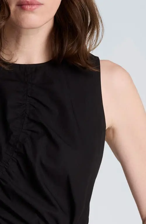 KENNETH COLE Asymmetric Ruched Cotton Blend Midi Dress
