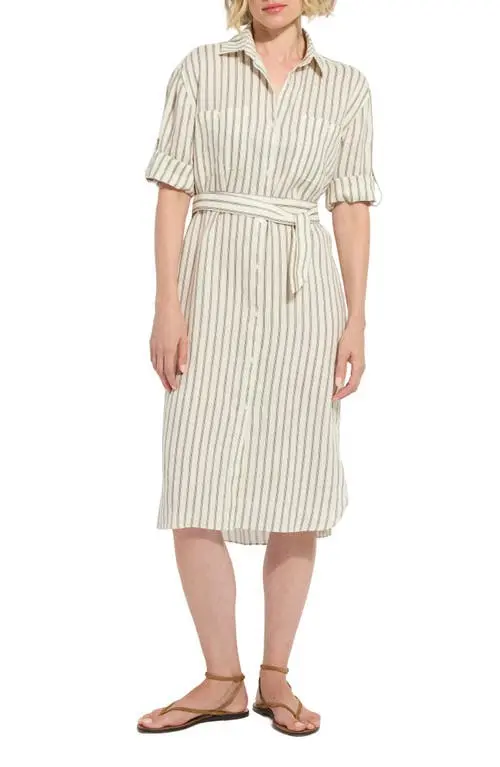 Lyssé Juniper Stripe Belted Linen Shirtdress