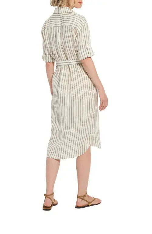 Lyssé Juniper Stripe Belted Linen Shirtdress