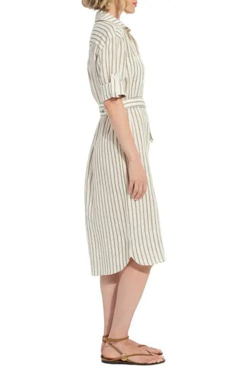 Lyssé Juniper Stripe Belted Linen Shirtdress