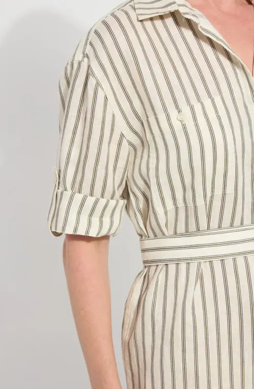 Lyssé Juniper Stripe Belted Linen Shirtdress