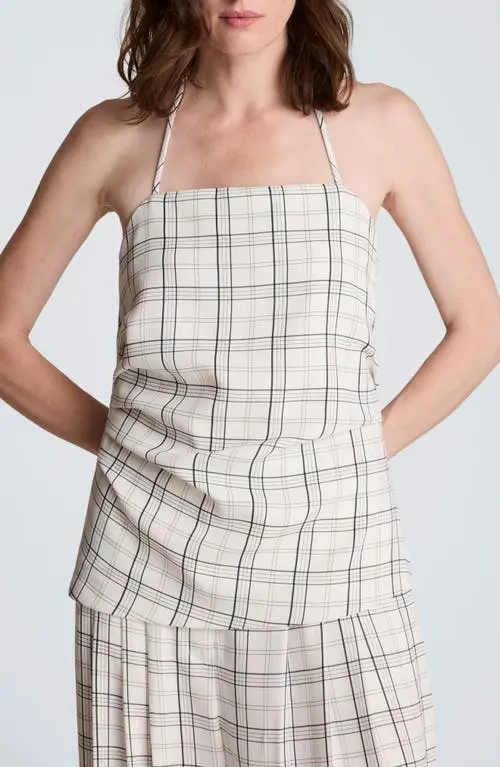 KENNETH COLE Windowpane Plaid Halter Neck Top