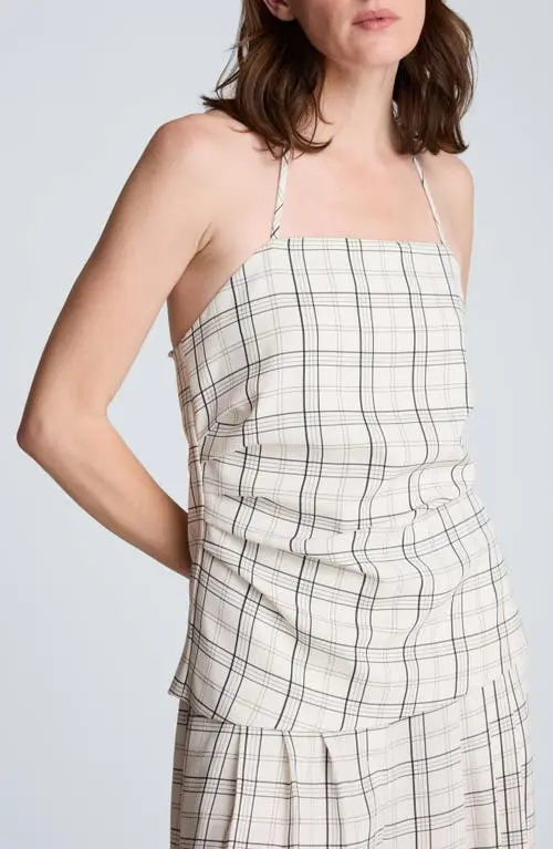 KENNETH COLE Windowpane Plaid Halter Neck Top