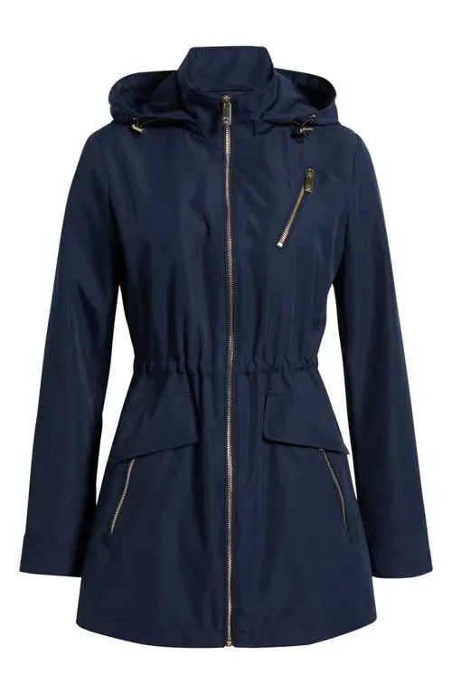 Michael Kors Zip-front Jacket With Removable Hood - Midnight