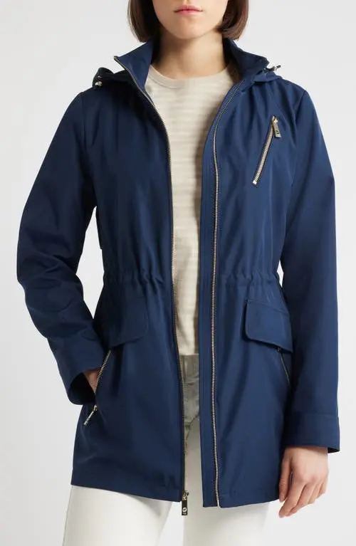 Michael Kors Zip-front Jacket With Removable Hood - Midnight