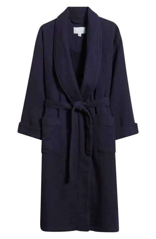 Majestic International Aberdeen Waffle Knit Robe - Navy