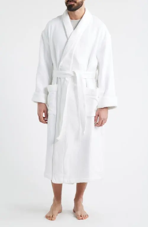 Majestic International Aberdeen Waffle Knit Robe - White