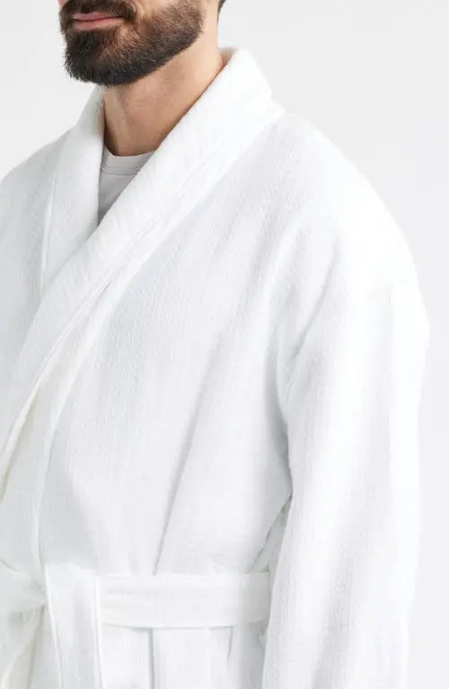 Majestic International Aberdeen Waffle Knit Robe - White