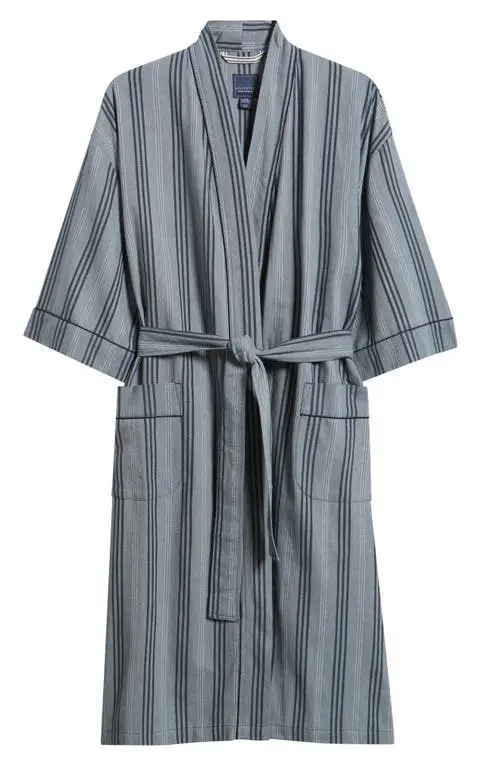 Majestic International Saltwater Cotton Robe - Denim Stripe