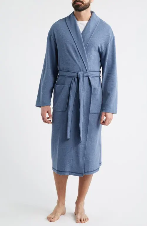 Majestic International Coastal Heather Shawl Collar Cotton Robe - Heather Blue