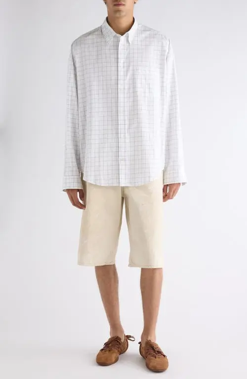 Acne Studios Setar Windowpane Plaid Brushed Cotton Button-up Shirt