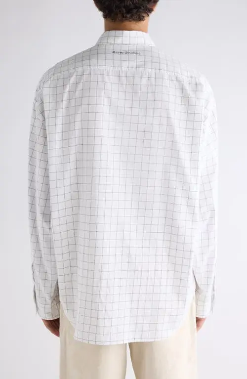 Acne Studios Setar Windowpane Plaid Brushed Cotton Button-up Shirt