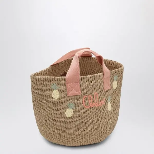 Chloé Raffia-effect Tote With Embroidery