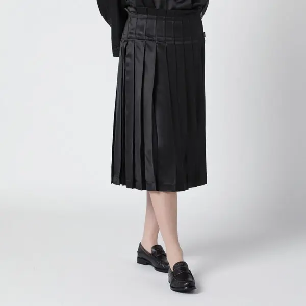 DURAZZI MILANO Viscose Pleated Skirt - Grey