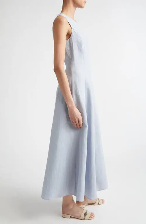 Eleventy Sleeveless Linen Midi Dress - Sky Blue