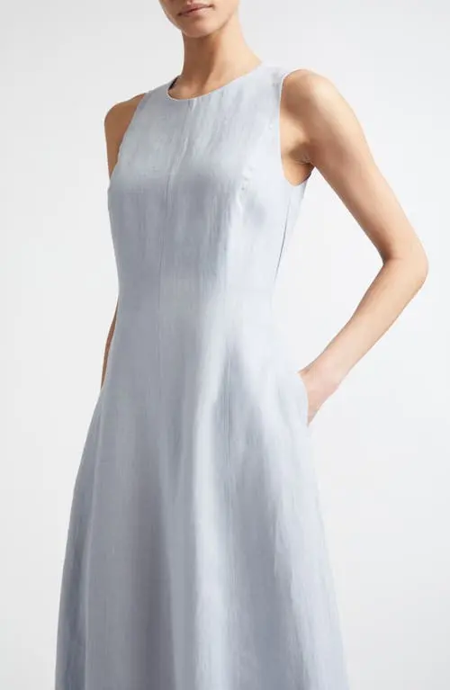 Eleventy Sleeveless Linen Midi Dress - Sky Blue