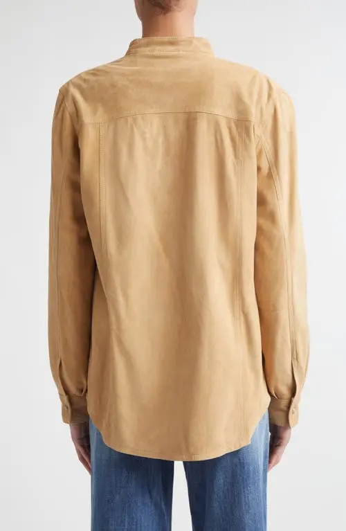 Eleventy Lambskin Suede Overshirt - Camel