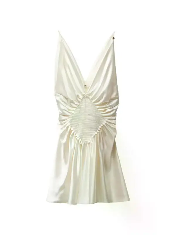 Versace Satin V-neck Mini Dress With Medusa Hardware - White
