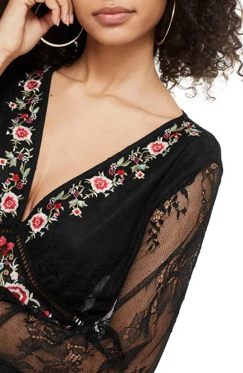 Topshop Embroidered Lace Mini Dress
