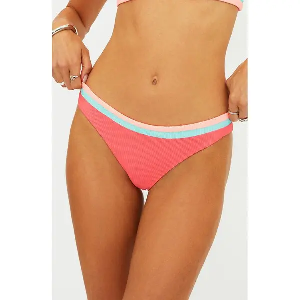 Beach Riot Saffron Rib Colorblock Bikini Bottom - Guava Jelly Colorblock