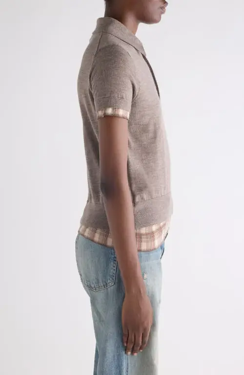 Acne Studios Layered Short Sleeve Wool Polo Sweater