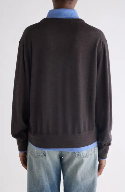 Acne Studios Layered Wool Polo Sweater - Brown/blue