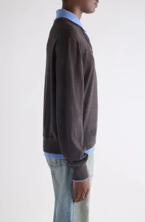 Acne Studios Layered Wool Polo Sweater - Brown/blue