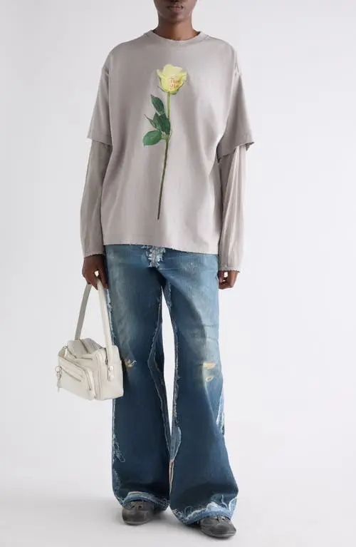 Acne Studios Layered Graphic Long-sleeve T-shirt - Light Grey