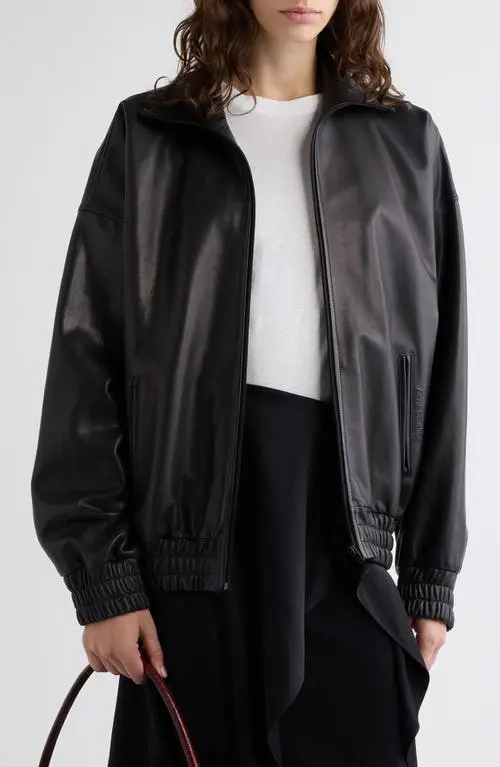 Acne Studios Lambskin Leather Blouson Jacket - Dark Brown