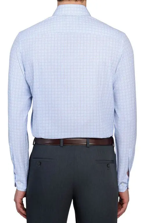 W.R.K Slim Fit Plaid Performance Dress Shirt - White/blue