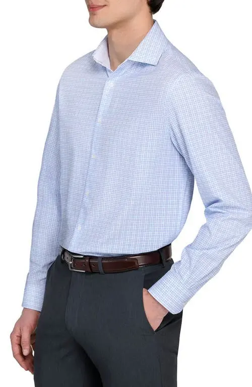 W.R.K Slim Fit Plaid Performance Dress Shirt - White/blue