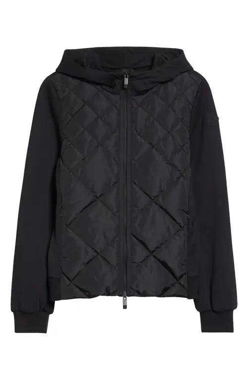 Moncler Mixed Media Hooded Zip Down Cardigan
