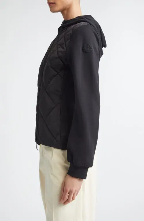 Moncler Mixed Media Hooded Zip Down Cardigan
