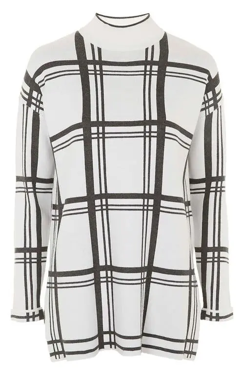 Topshop Jacquard Check Tunic Sweater