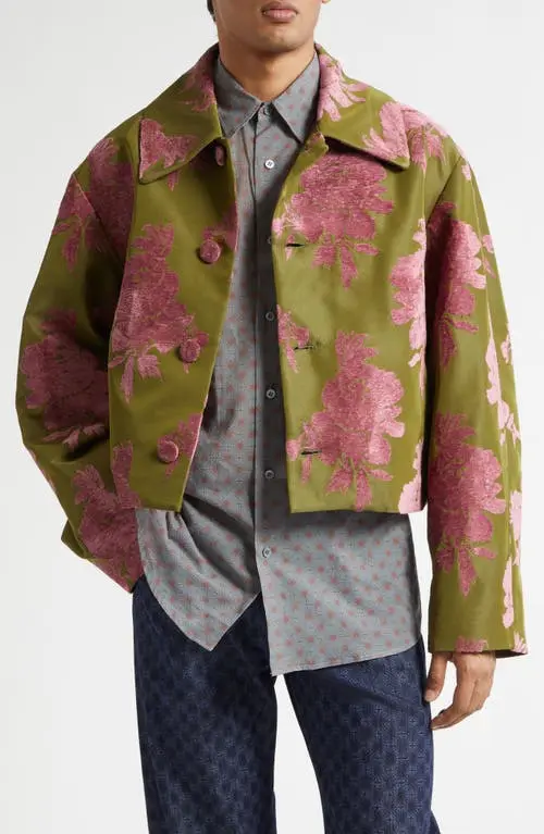 Dries Van Noten Vondel Floral Fil Coupé Satin Jacket - Pink