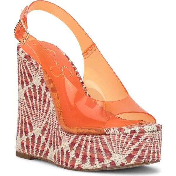 Jessica Simpson Kaliese Slingback Platform Wedge Sandal - Bright Tange