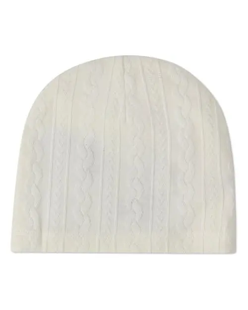 MINIMOI Cotton Jacquard Knit Beanie - White