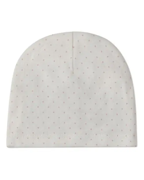 MINIMOI Put A Bow On It Cotton Polka Dot Knit Beanie - Rose