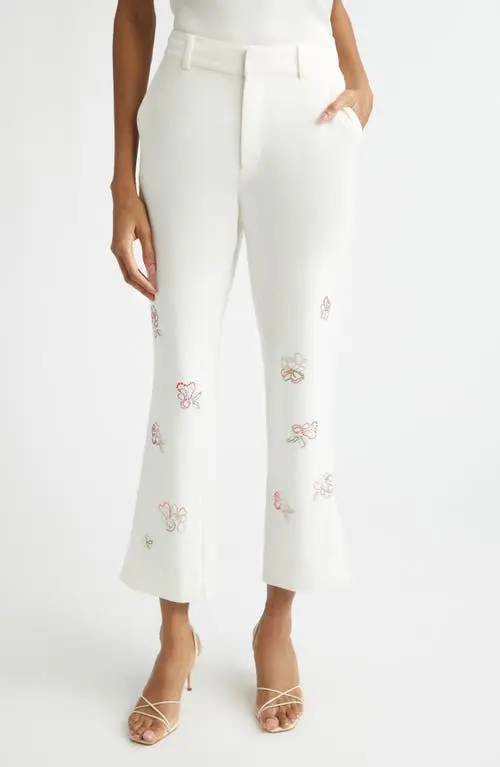 Cinq À Sept Kerry Crystal Studded Crop Pants - Ivory Multi