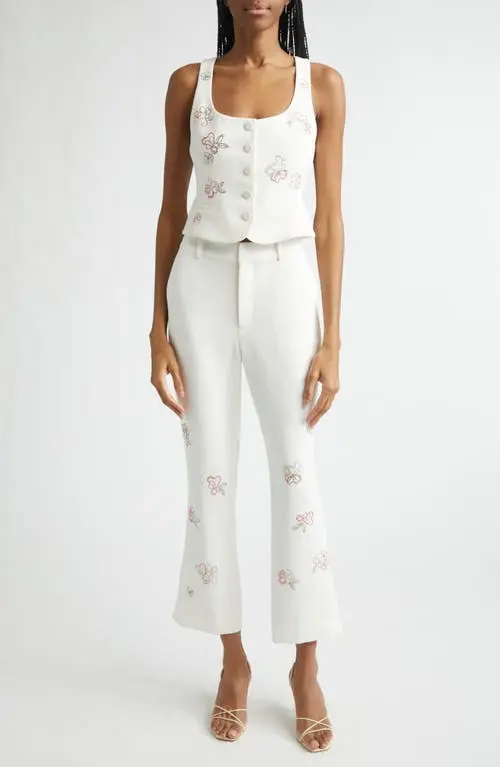 Cinq À Sept Kerry Crystal Studded Crop Pants - Ivory Multi