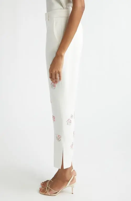 Cinq À Sept Kerry Crystal Studded Crop Pants - Ivory Multi