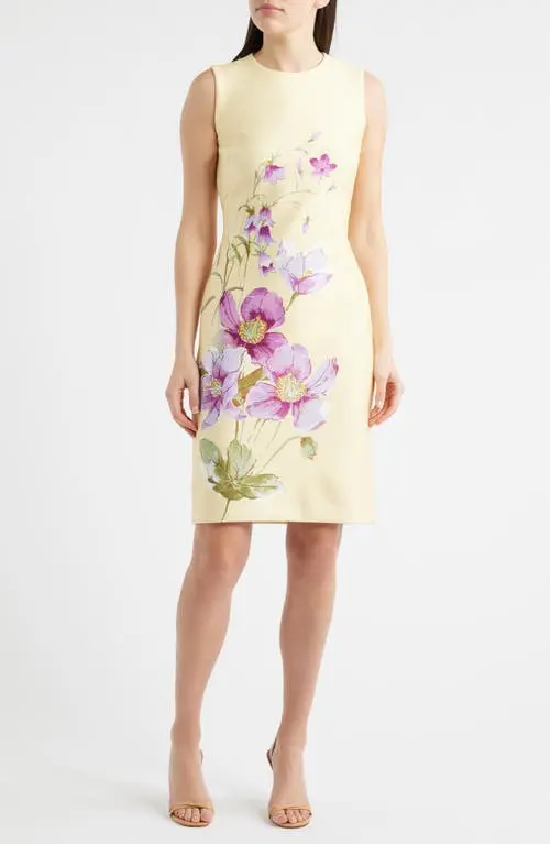 Anne Klein Floral Print Sleeveless Scuba Sheath Dress