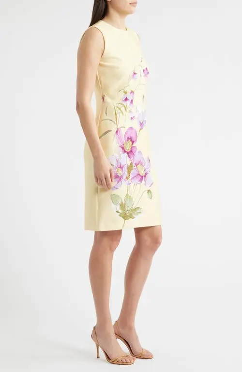 Anne Klein Floral Print Sleeveless Scuba Sheath Dress